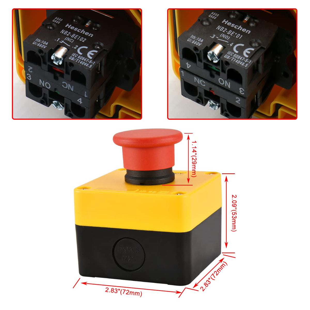 Momentary Emergency Stop Switch Push Button Switch – Heschen