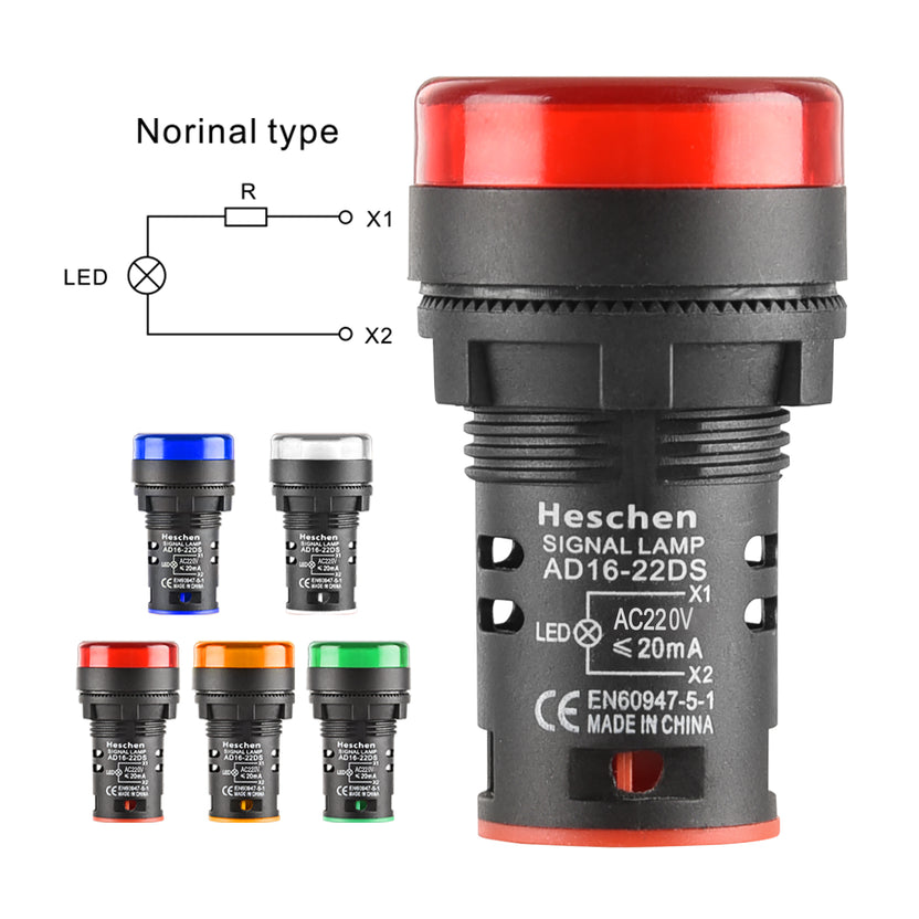 Heschen 5-Pack LED Indicator Light Pilot Signal Lamp AD16-22DS DC 12V/