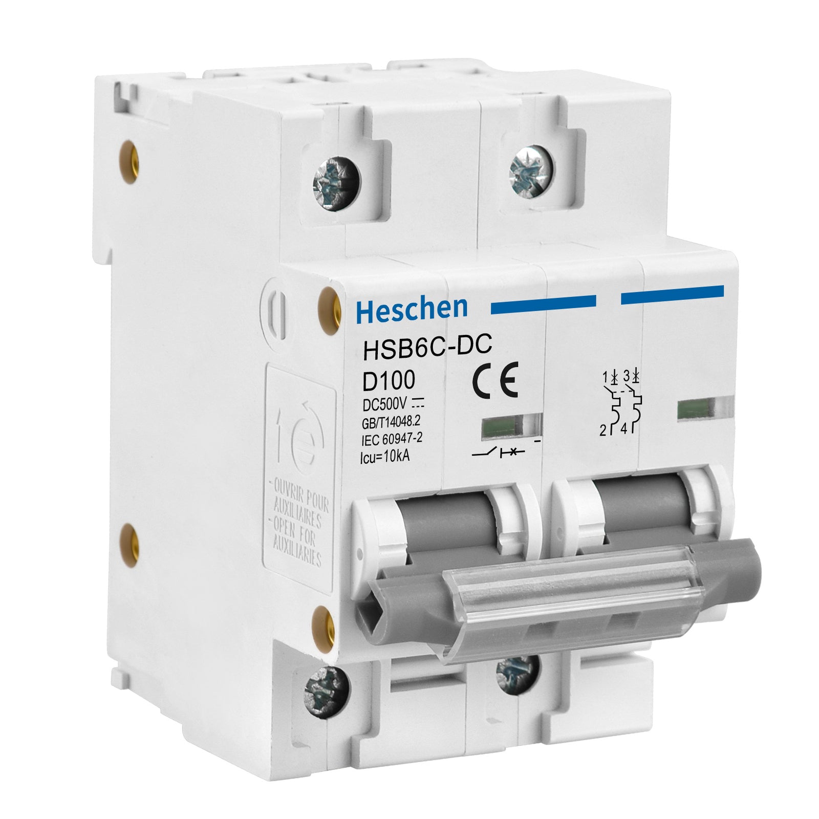 Heschen DC Miniature Circuit Breaker, HSB6C-DC, 2 Poles, DC500V D80A/D