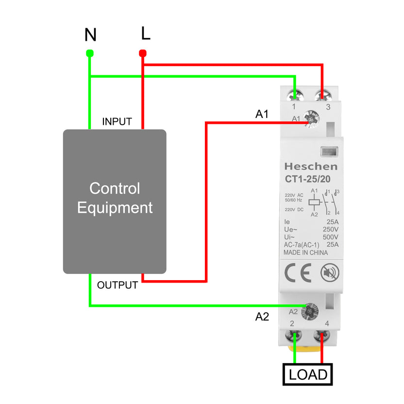 Household AC Contactor CT1-25 2 Pole Normally Open 220V – Heschen