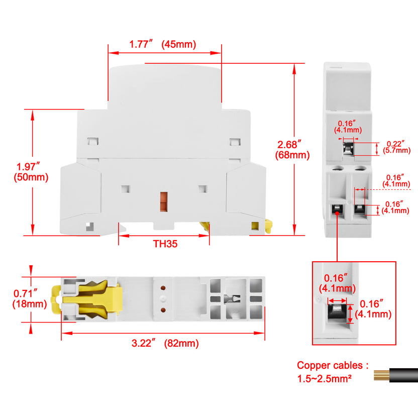 Household AC Contactor CT1-25 2 Pole Normally Open 220V – Heschen