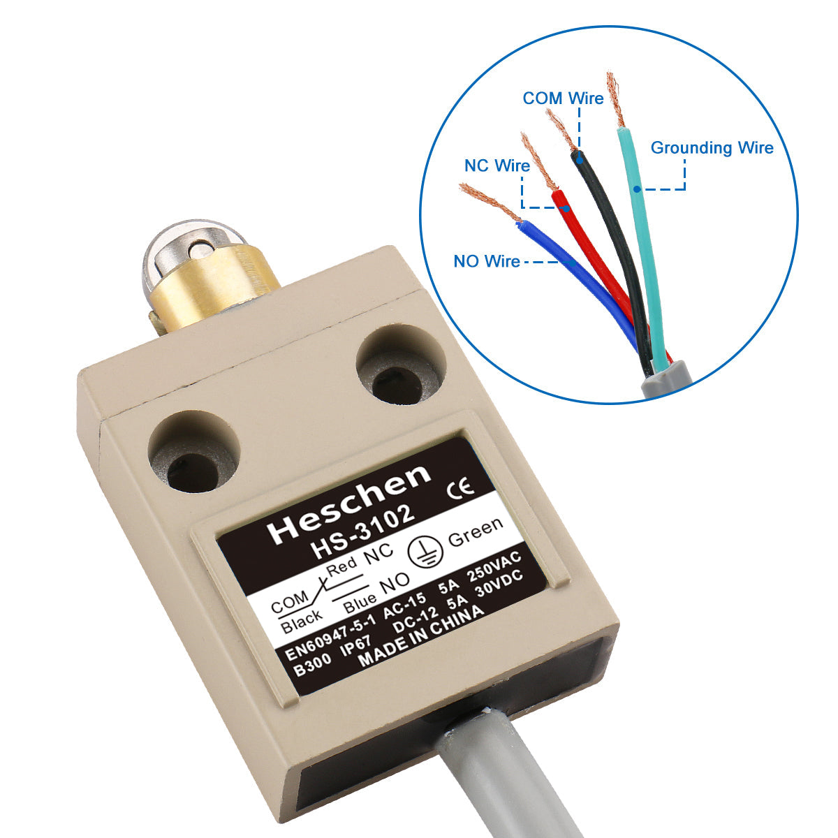 Heschen Limit Switch HS-3102(TZ-3102) 1NO+1NC SPDT IP67 Stainless Stee