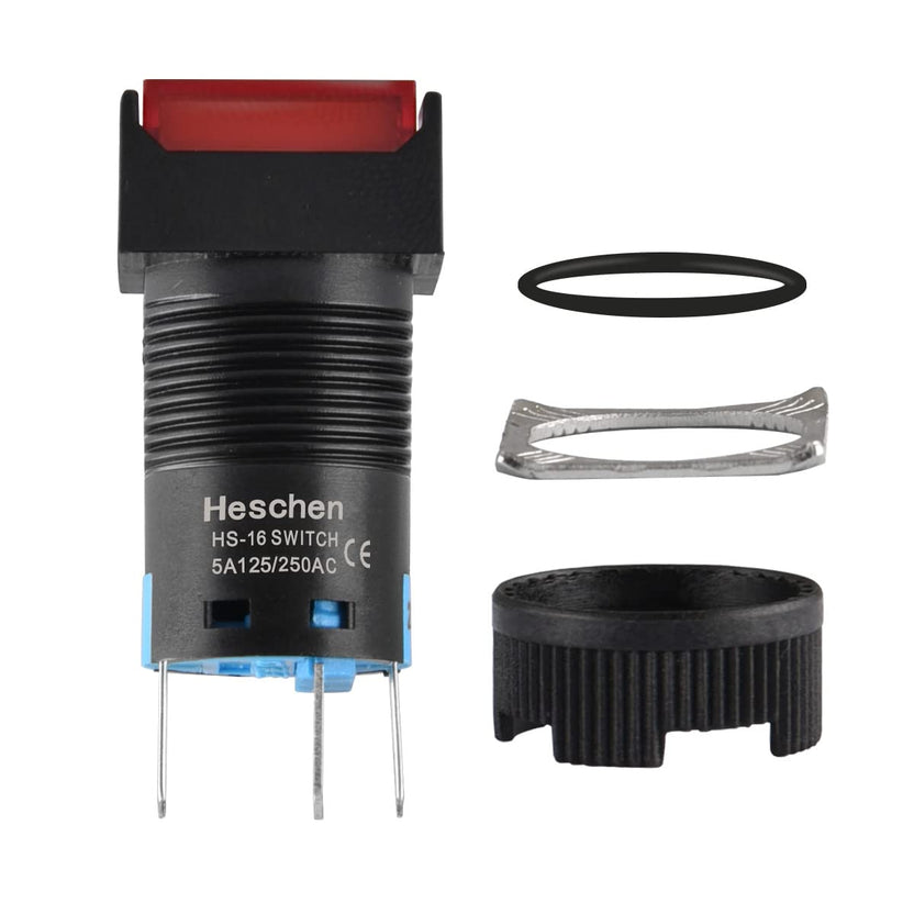 16mm SQUARE Momentary Push Button Switch 1NO 1NC 24V LED Lamp – Heschen