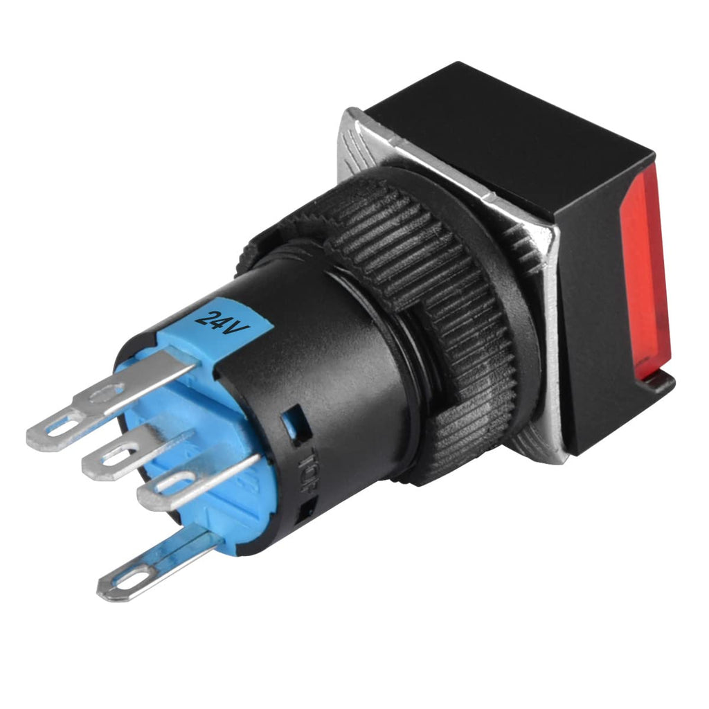 16mm SQUARE Momentary Push Button Switch 1NO 1NC 24V LED Lamp – Heschen
